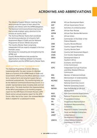 African Peer Review Mechanism (APRM) Annual Report 2011 | PDF