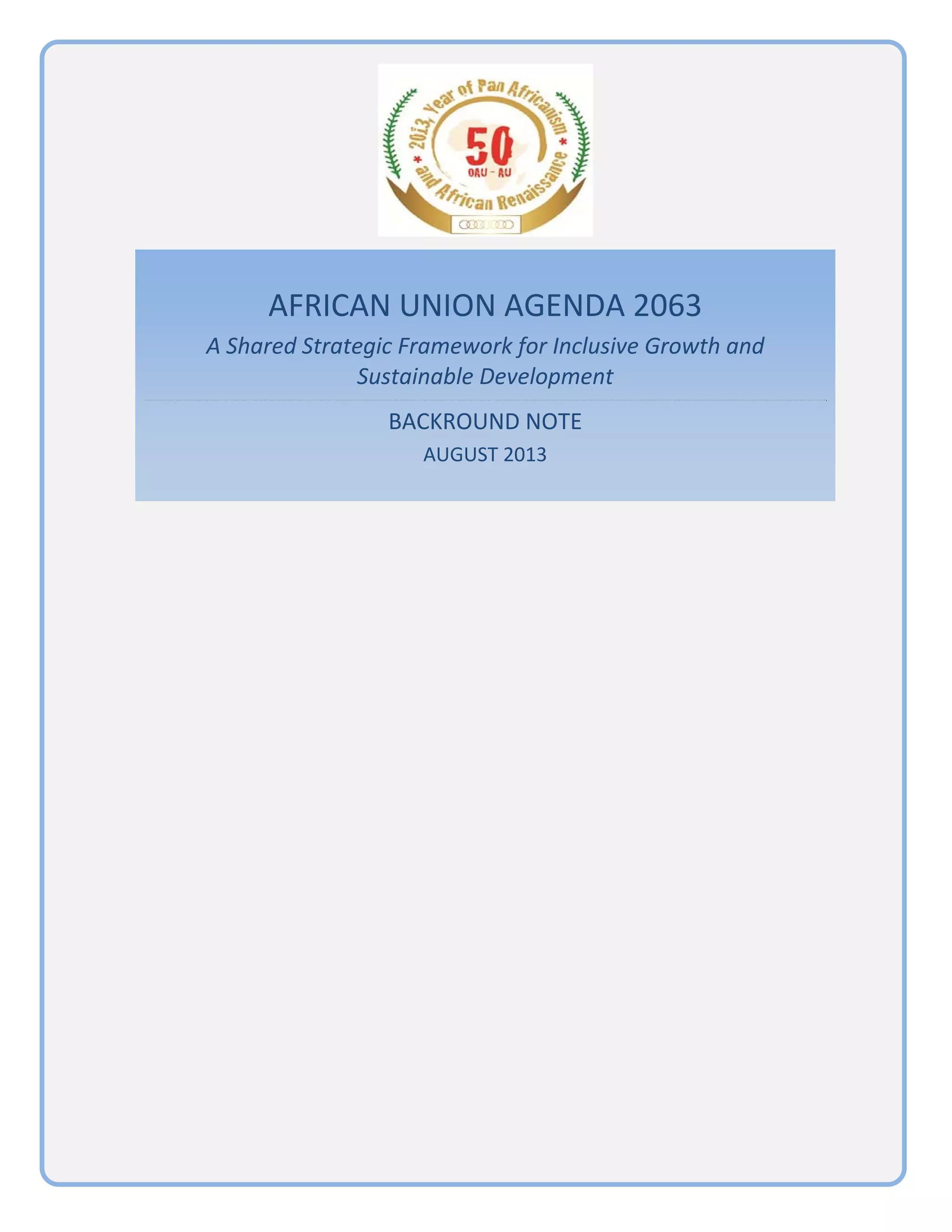 African Union Agenda 2063: a shared strategic framework for inclusive ...