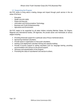 African union youth volunteer corps (au yvc) business plan (english)(1 ...