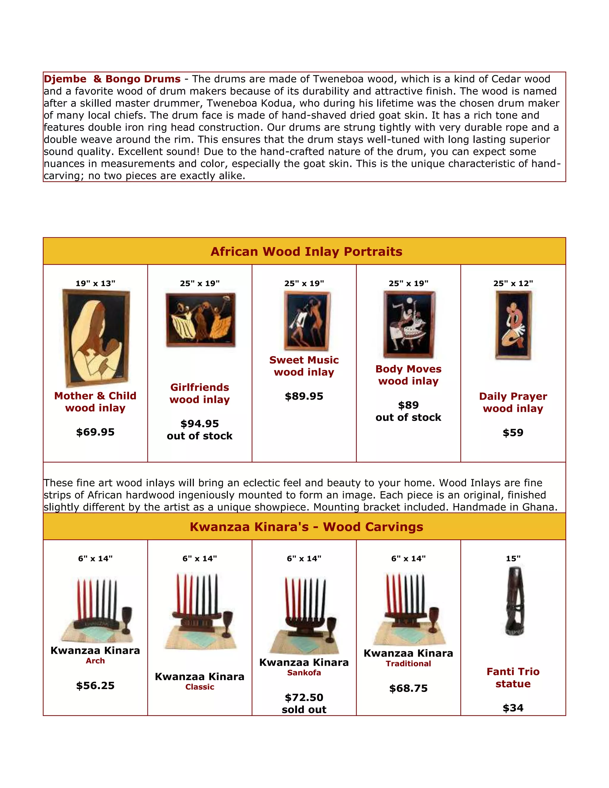 African wood sculptures | DOCX