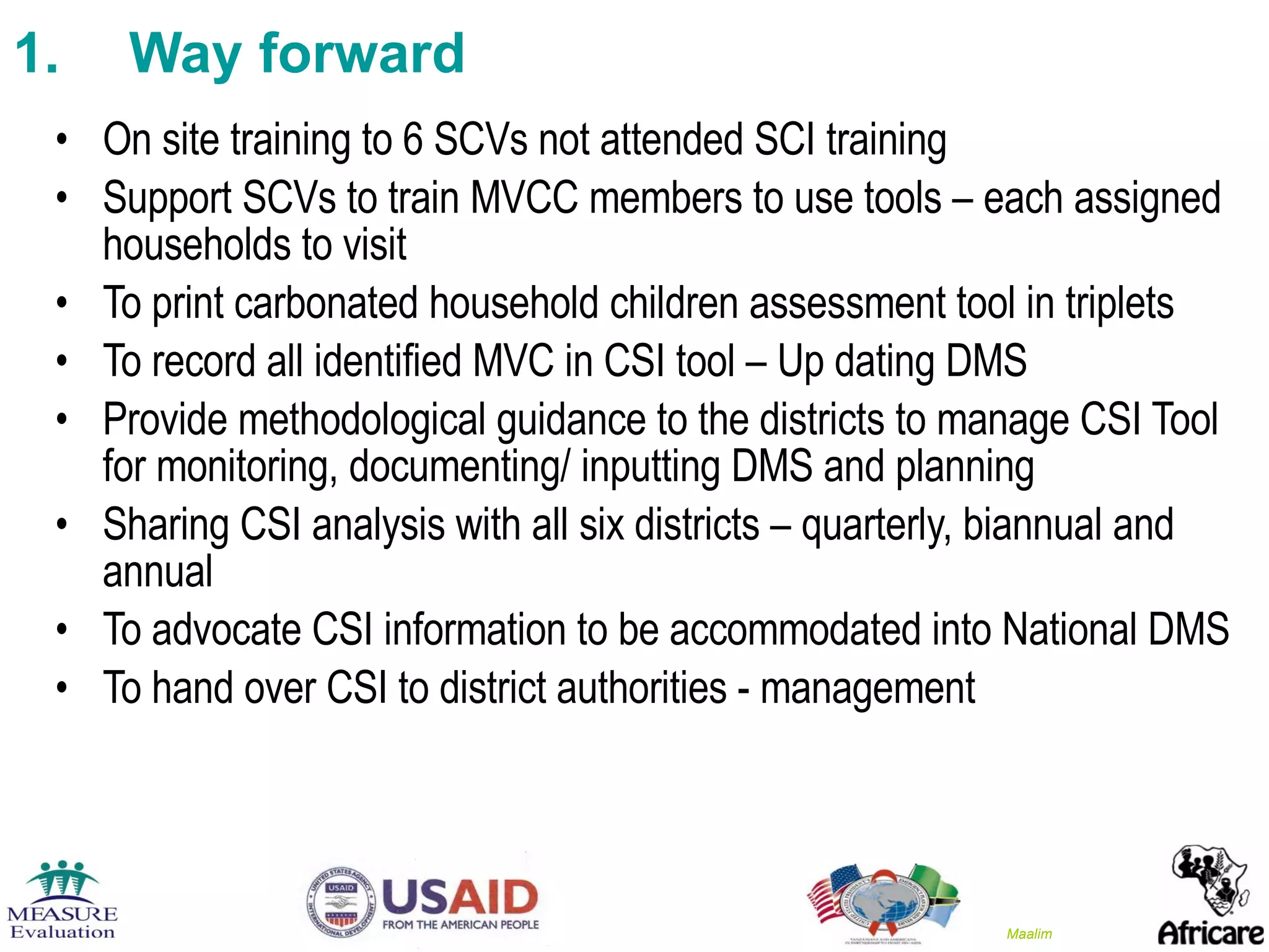 Tanzania Experience on Adaptation of CSI Tool: Case of Africare COPE | PPT