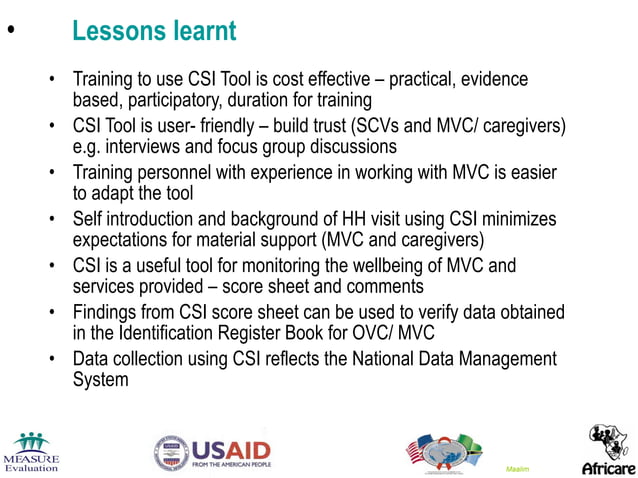 Tanzania Experience on Adaptation of CSI Tool: Case of Africare COPE | PPT