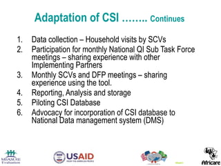 Tanzania Experience on Adaptation of CSI Tool: Case of Africare COPE | PPT