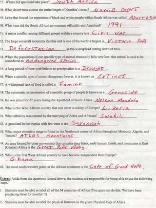 Africa study guide filled in | PPT | Africa Travel | Travel Locations