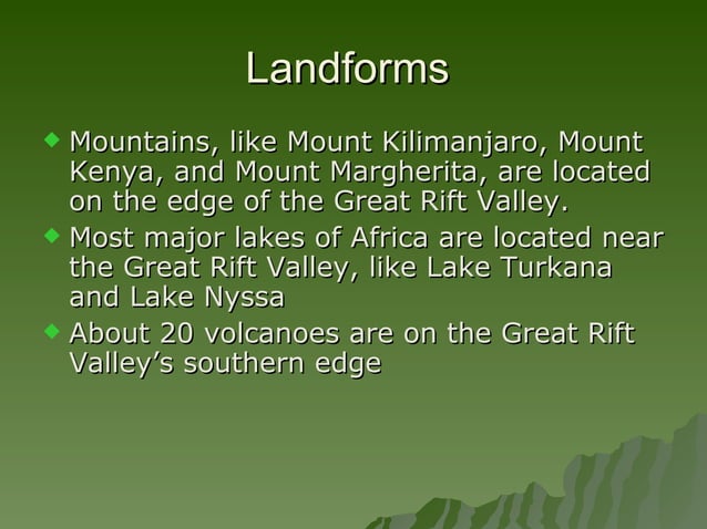 Africa The Great Rift Valley | PPT | Geography | Science