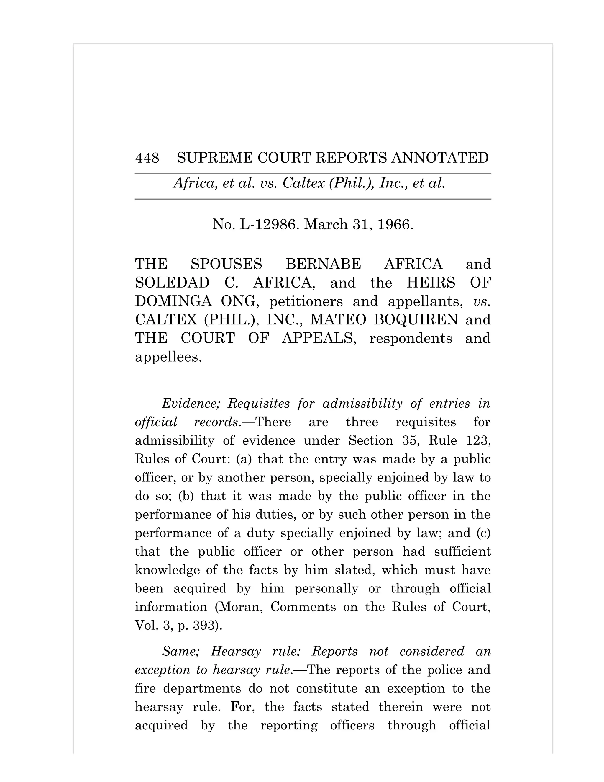 Africa Vs Caltex (Phil), 16 SCRA 448, G.R. No. L-12986, March 31, 1966 ...