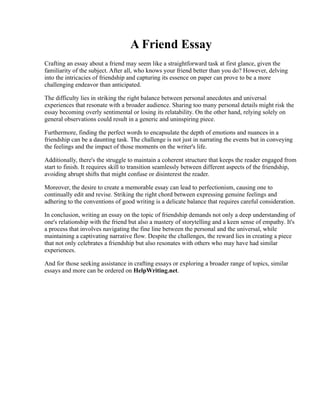 A Friend Essay | PDF