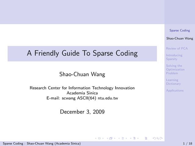 A Friendly Guide To Sparse Coding Ppt