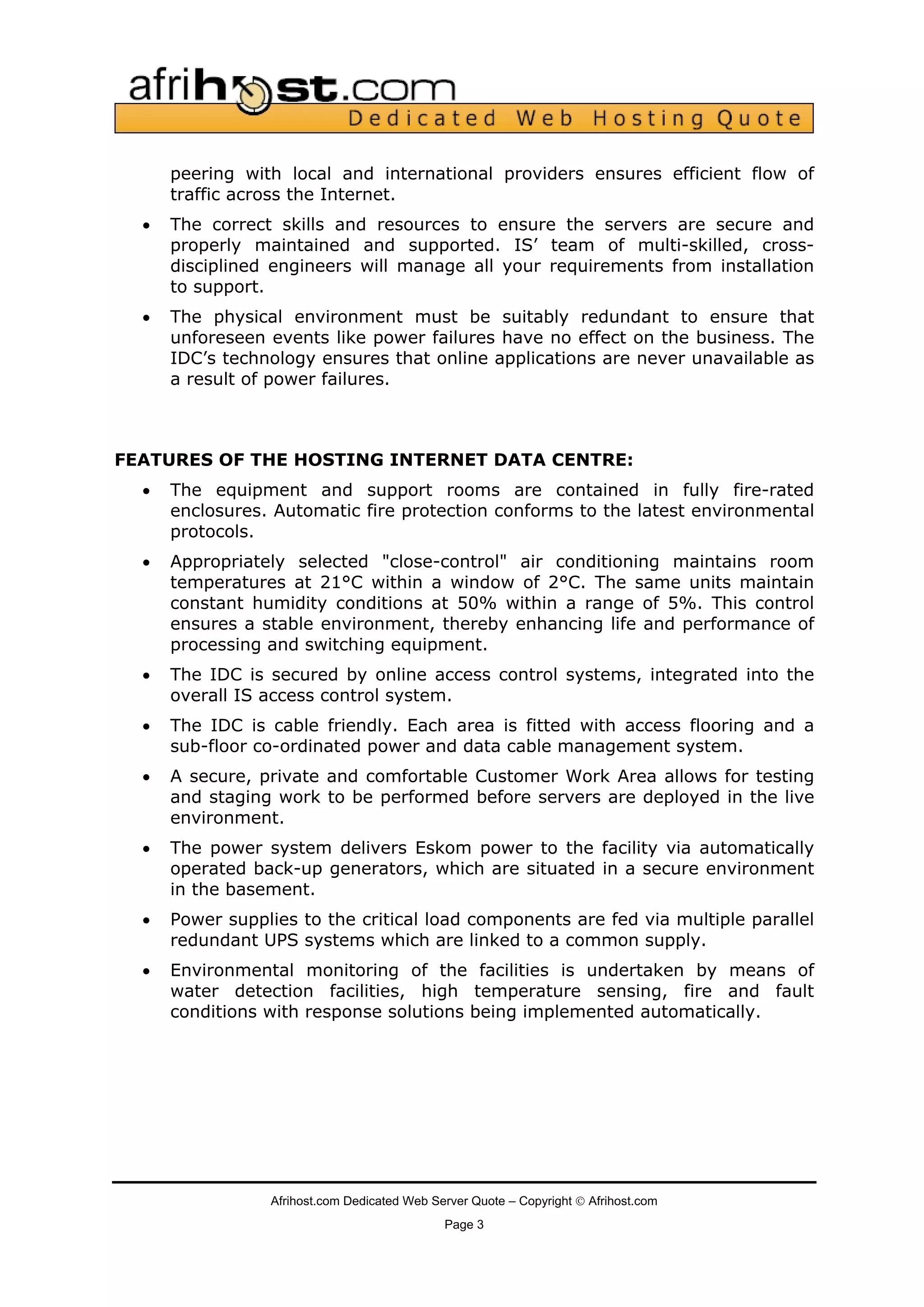 Afrihost - South African Dedicated Web Servers | PDF