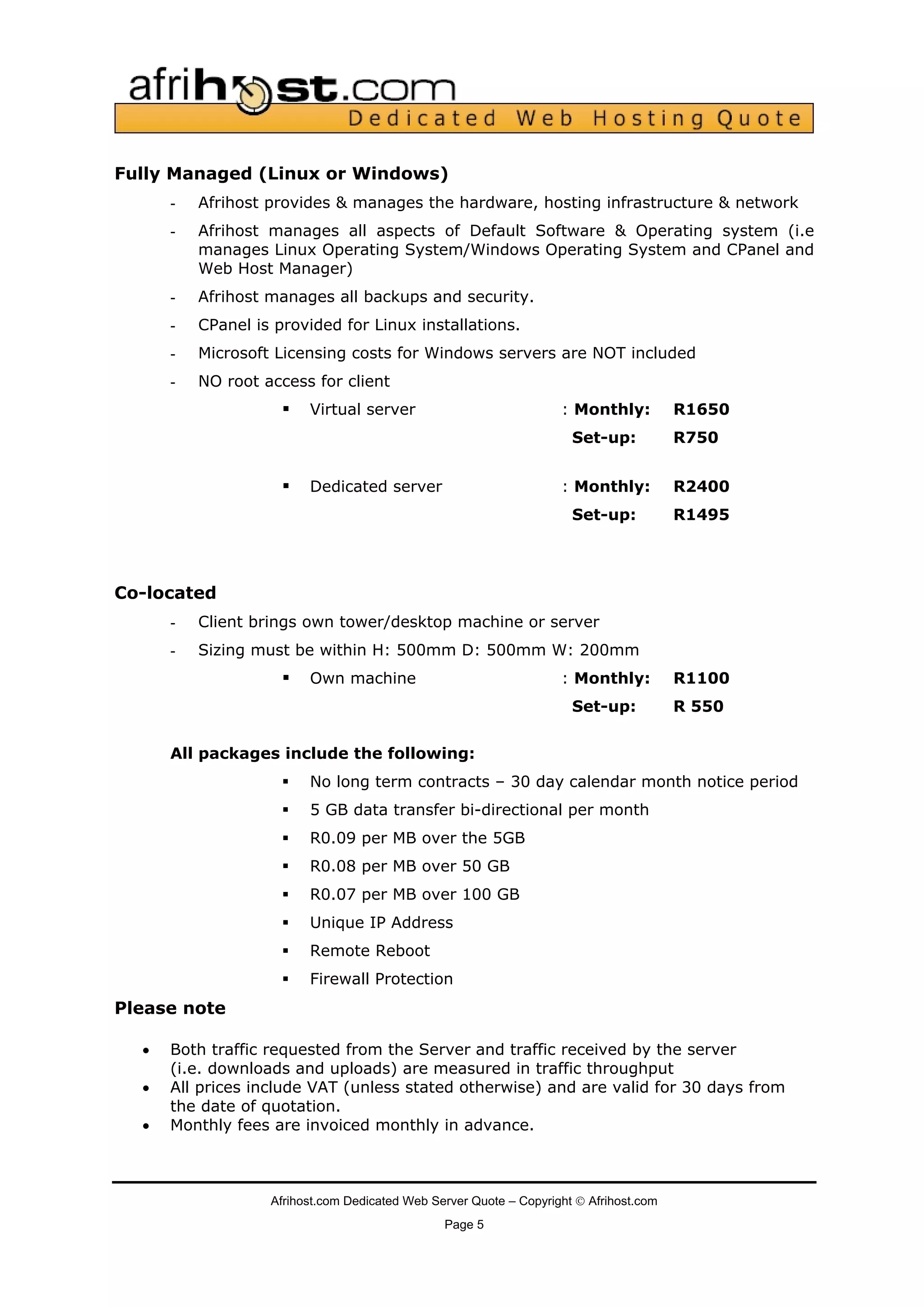 Afrihost - South African Dedicated Web Servers | PDF