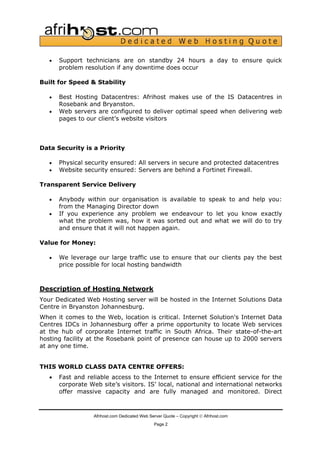 Afrihost - South African Dedicated Web Servers | PDF