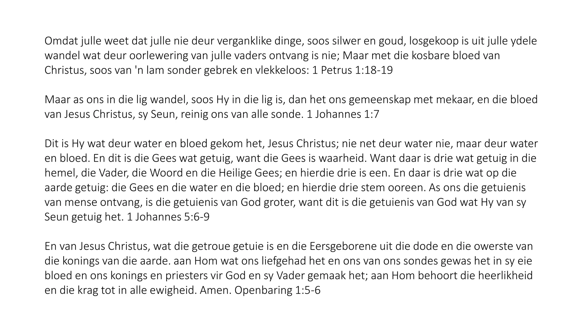 Afrikaans - Die kosbare bloed van Jesus Christus - The Precious Blood ...