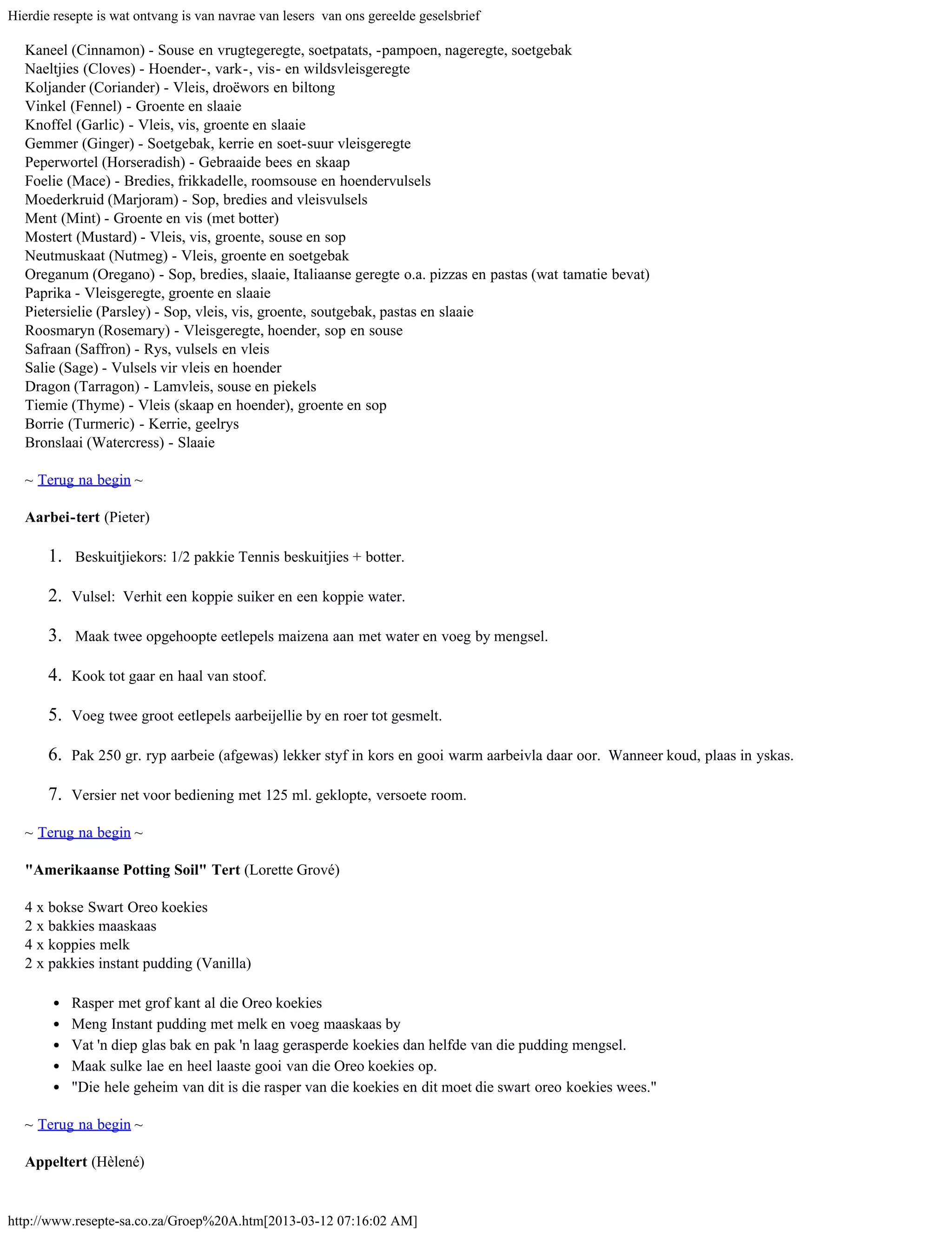 Lekker Outydse Afrikaanse Resepte | PDF