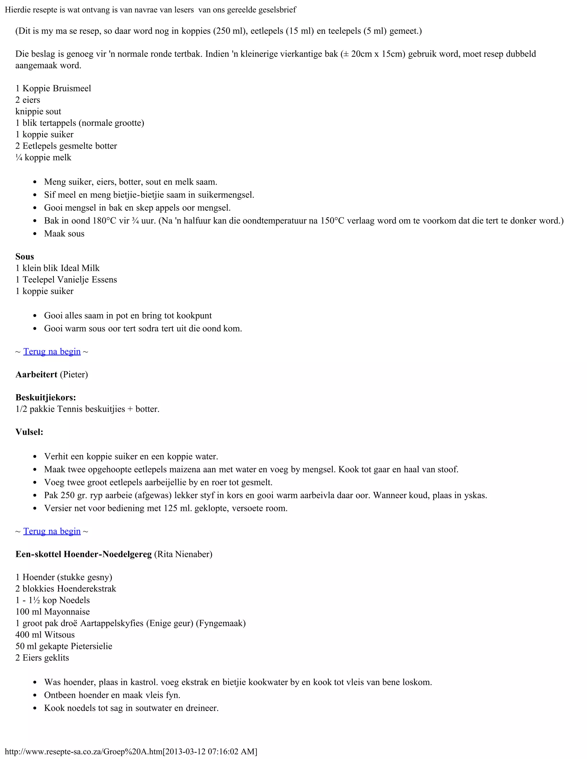 Lekker Outydse Afrikaanse Resepte | PDF