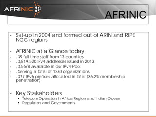 Afri nic 2nd Presentation at the Youth Engagement Summit Mauritius | PPT