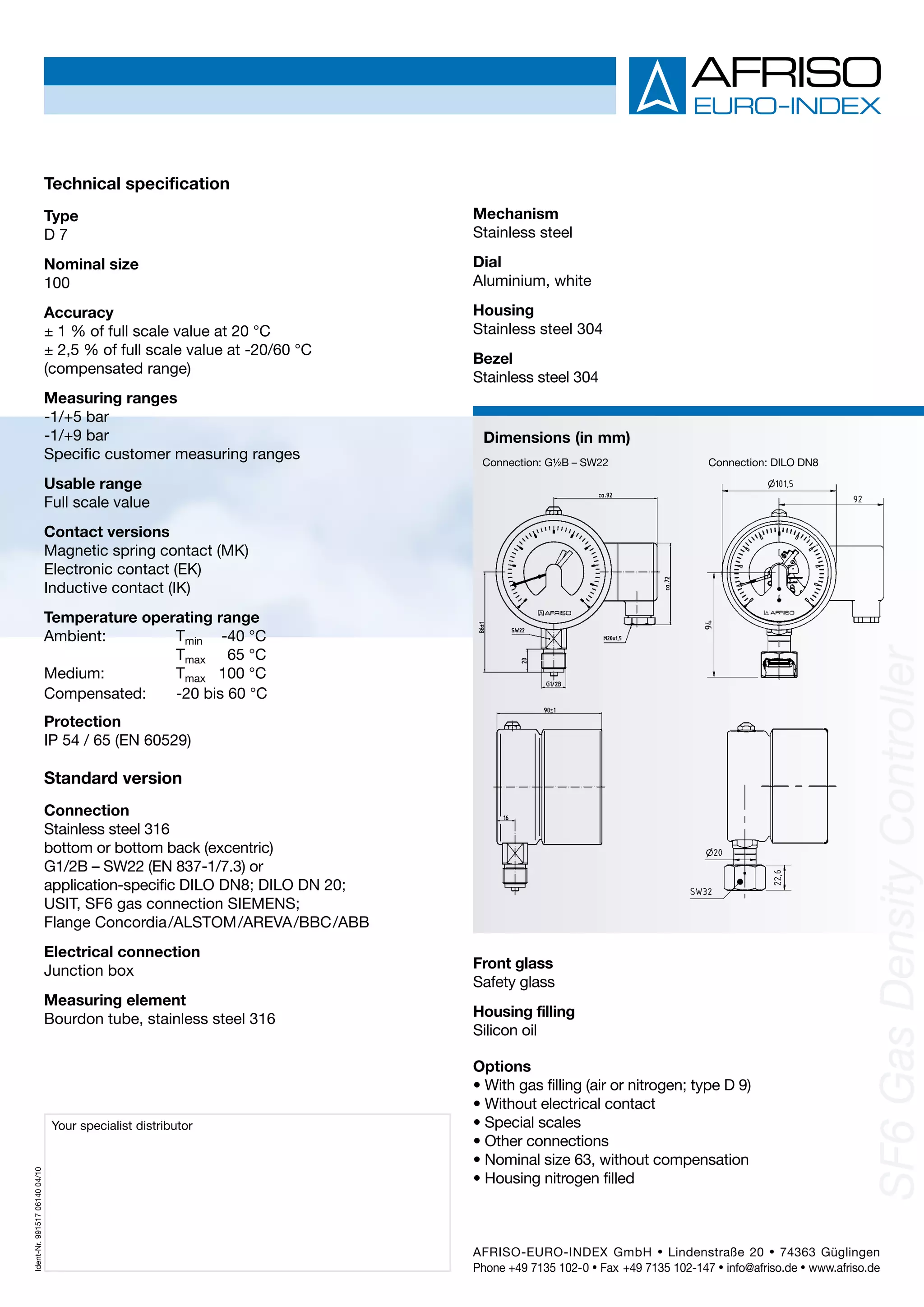 Afriso gas density_controller_sf6_en_04-10 | PDF