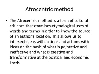 Afro centric methodology and proper research design | PPTX | Physics ...