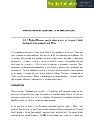 Afrocentricity An Assessment of an African Agency.pdf
