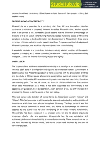 Afrocentricity An Assessment of an African Agency.pdf