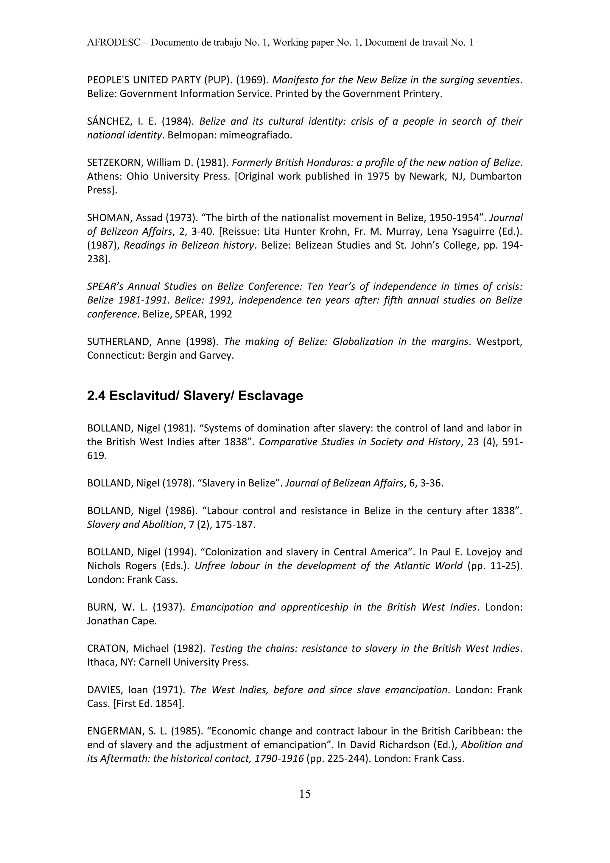 Afrodesc cuaderno no. 1 Bibliographic Compilation on Belize | PDF