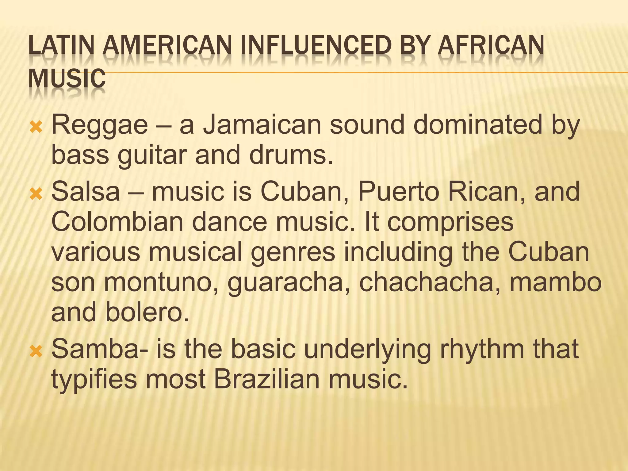 Afro – latin american and popular music | PPTX