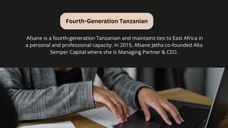 Afsane Jetha - A Managing Partner of Alta Semper Capital | PDF