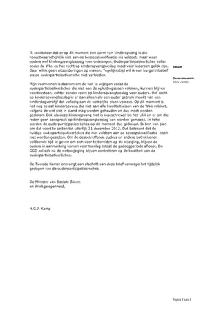 Afschrift brief-tk-ouderparticipatiecreches | PDF