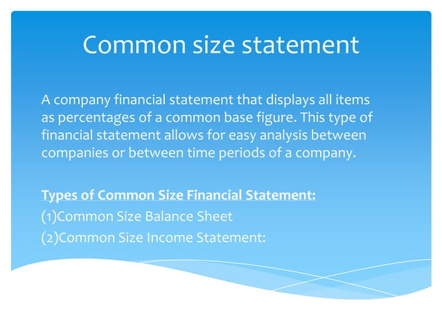 Presentation on Common Size statement | PPTX | Stocks and Bonds ...