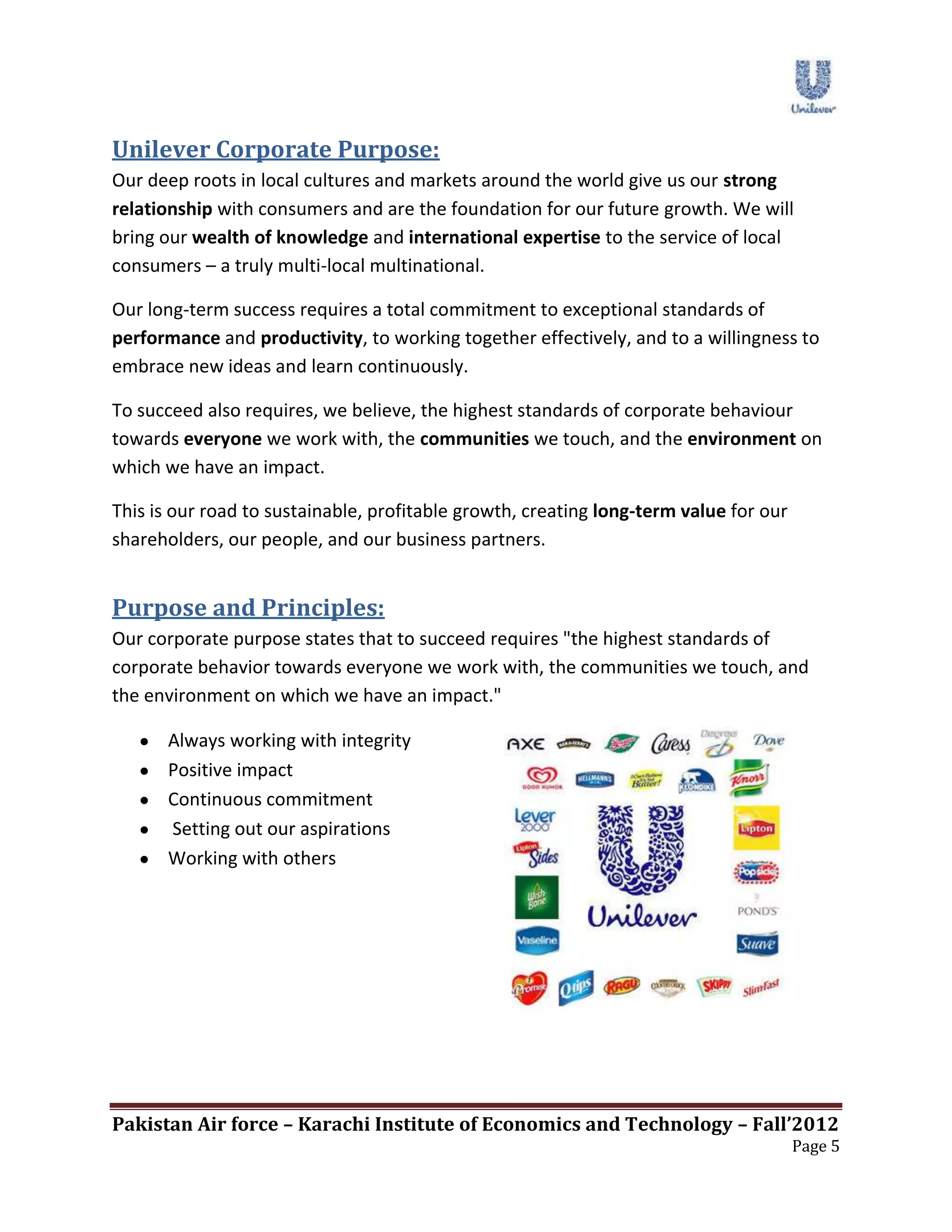 Report on Unilever Pakistan | DOCX