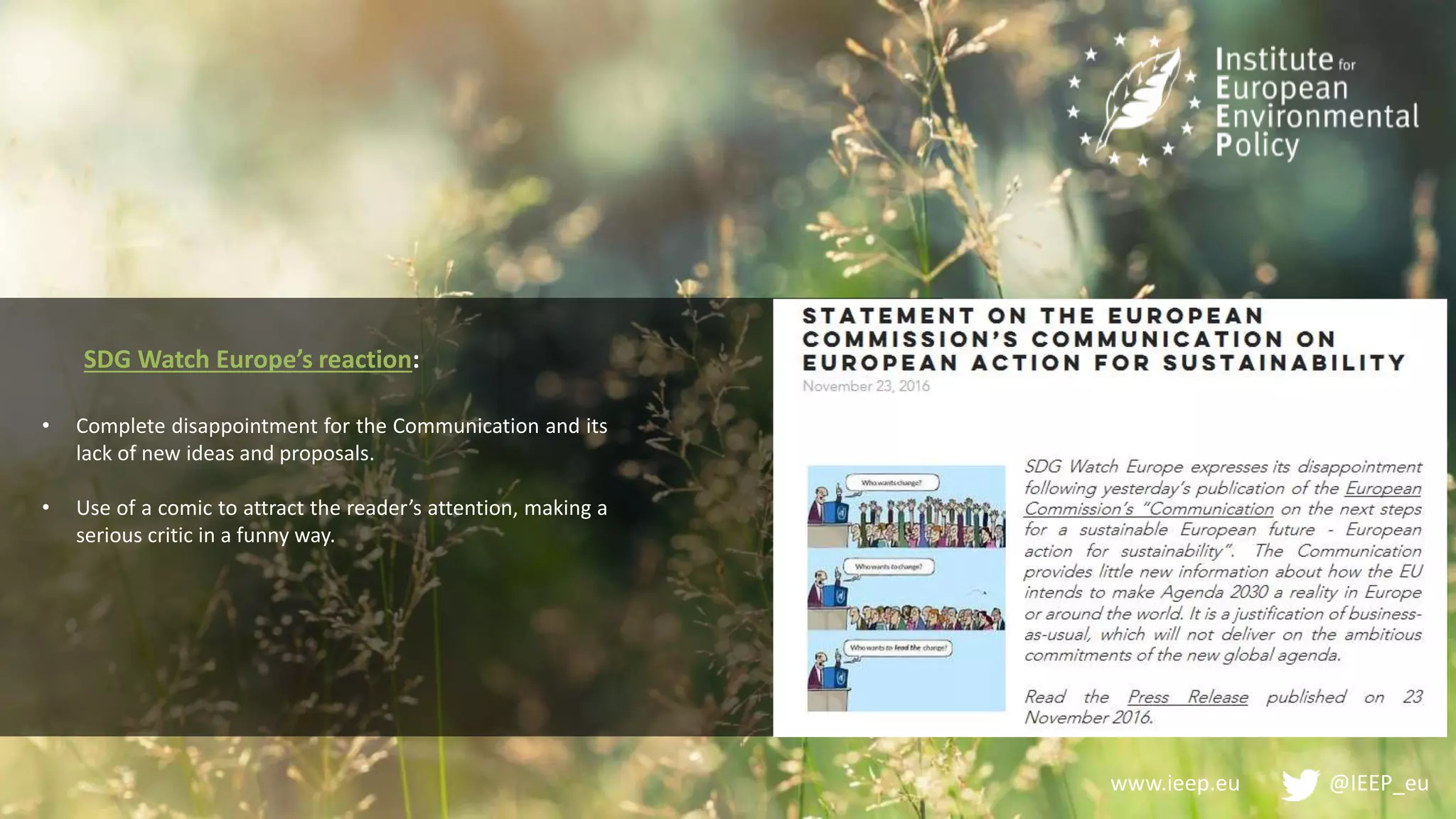 European Policy Framework for SDGs: Communication best practice for SDGs and policy | PPT