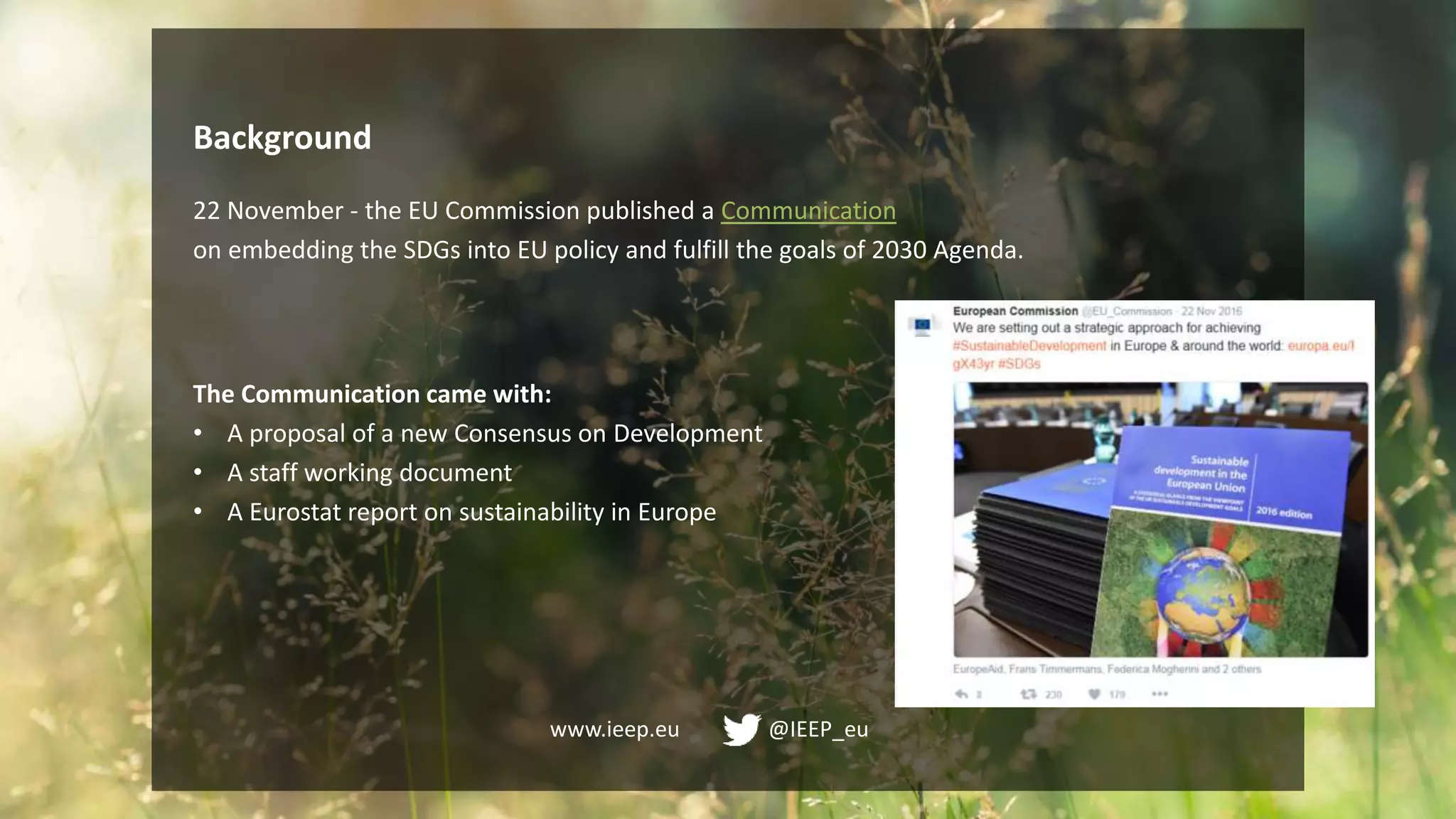 European Policy Framework for SDGs: Communication best practice for SDGs and policy | PPT