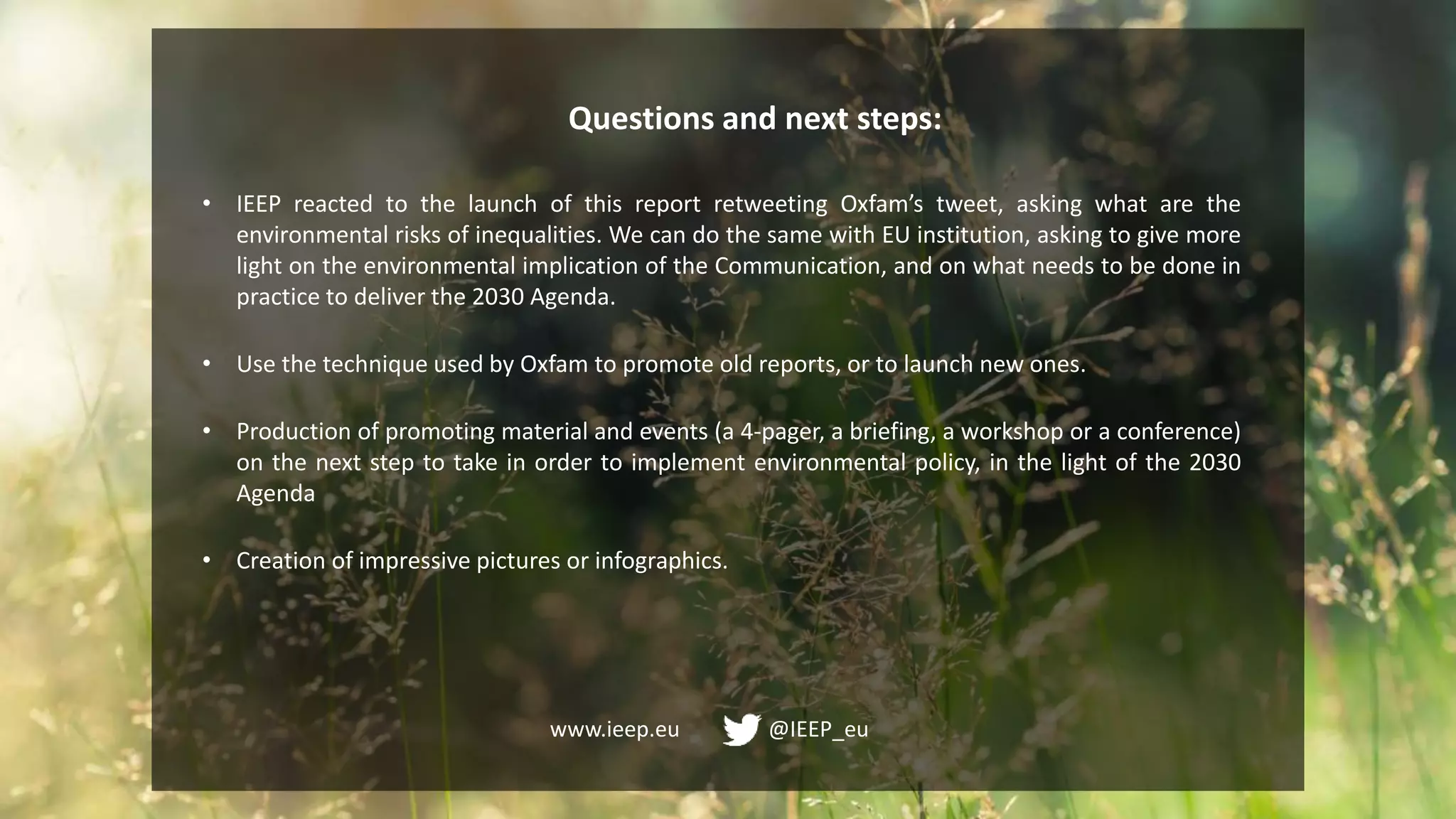 European Policy Framework for SDGs: Communication best practice for ...