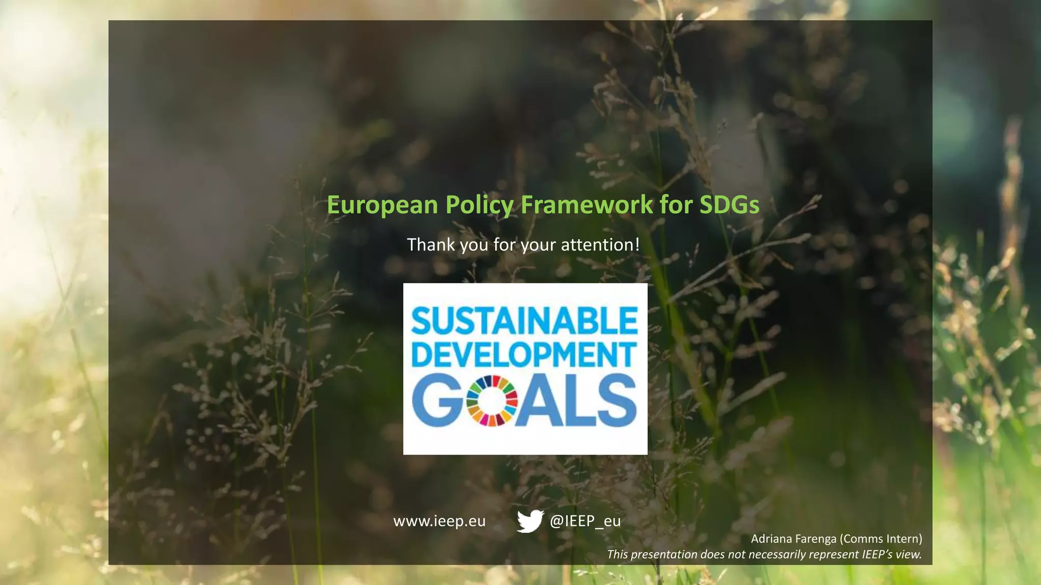 European Policy Framework for SDGs: Communication best practice for SDGs and policy | PPT