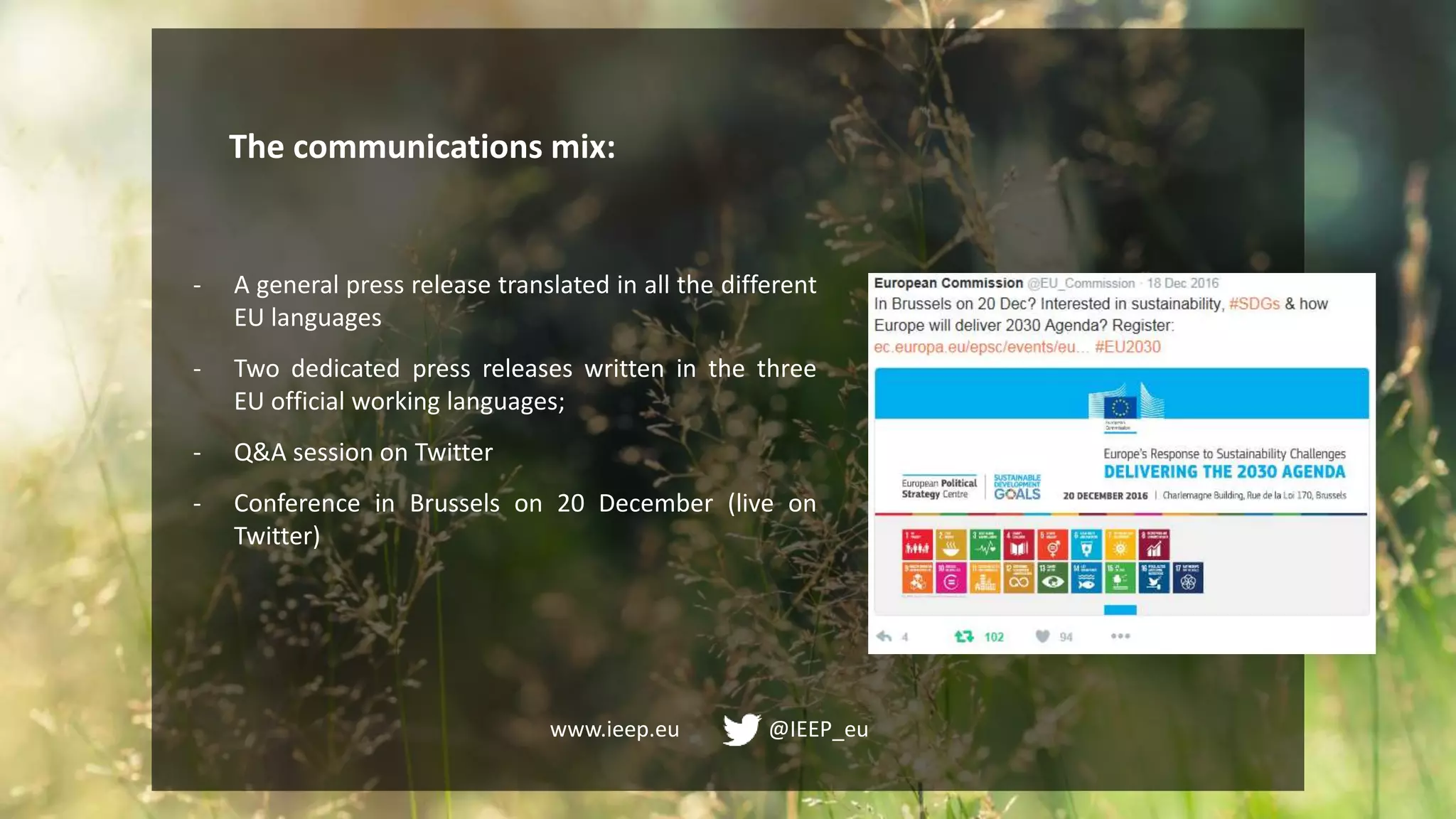 European Policy Framework for SDGs: Communication best practice for ...