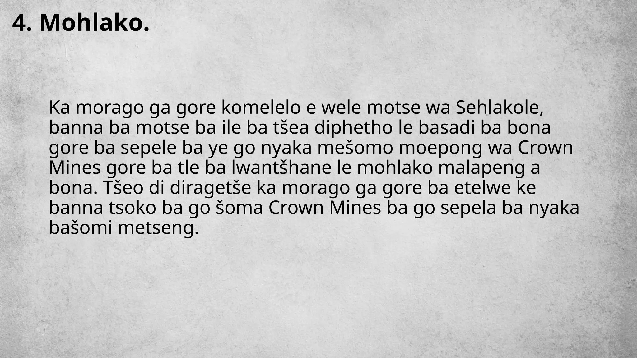 Pego ka sehlopha sa Bakwena: Morero wa padi ya Ra tla ra lokologa, eye ...