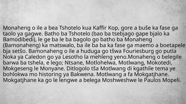 Pego ka sehlopha sa Bakwena: Morero wa padi ya Ra tla ra lokologa, eye ...