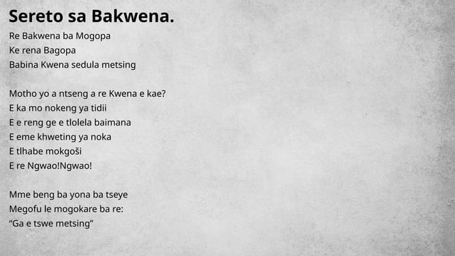 Pego ka sehlopha sa Bakwena: Morero wa padi ya Ra tla ra lokologa, eye ...