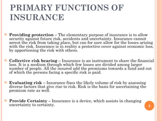 FUNCTIONS OF INSURANCE | PPT