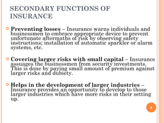 FUNCTIONS OF INSURANCE | PPT