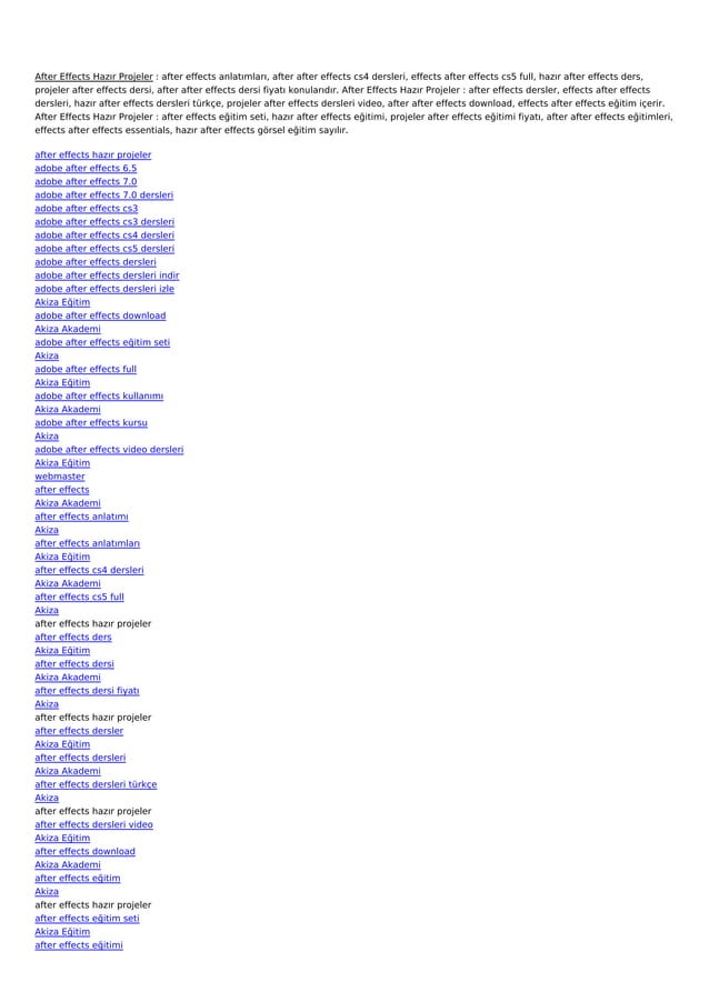 After effects-hazir-projeler | PDF