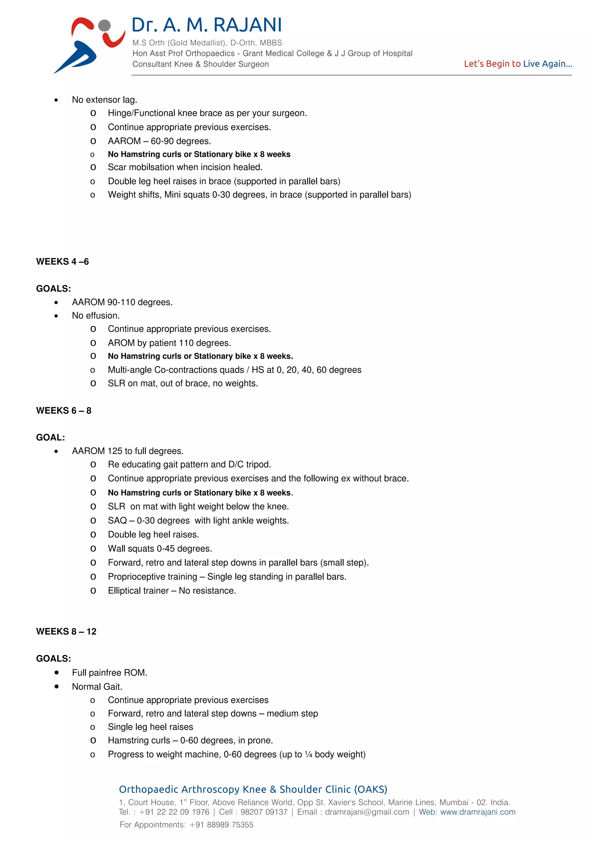 After pcl-reconstruction - POSTSURGICAL PCL REHABILITATION PROTOCOL | PDF