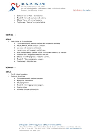 After pcl-reconstruction - POSTSURGICAL PCL REHABILITATION PROTOCOL | PDF