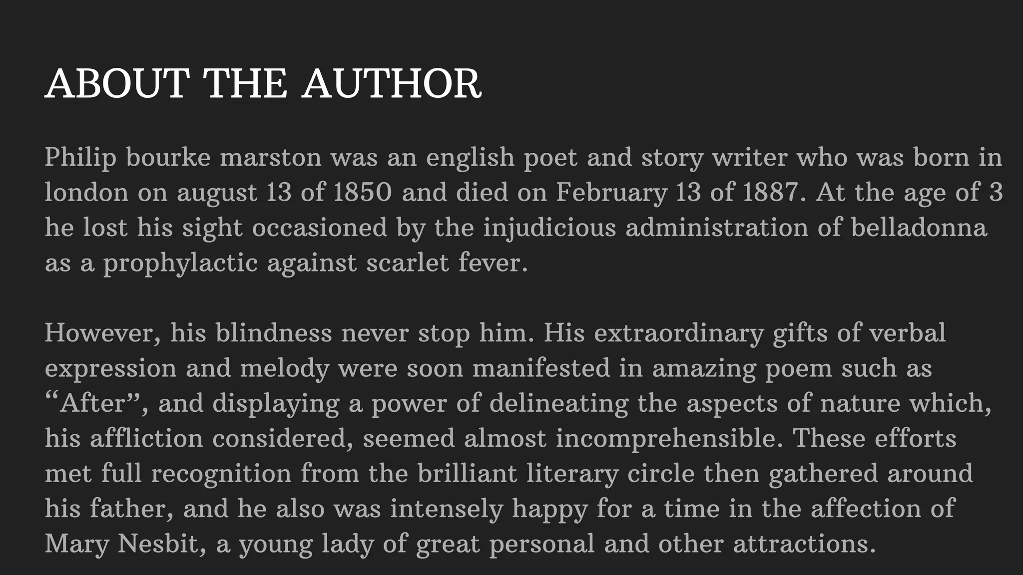 After Philip Bourke Marston | PDF