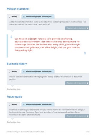 After School Business Plan Example | PDF