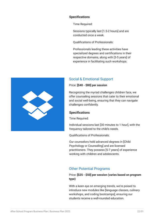 After School Business Plan Example | PDF