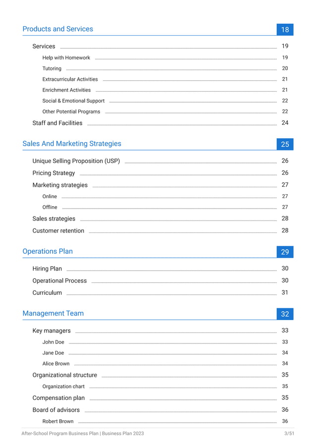 After School Business Plan Example | PDF