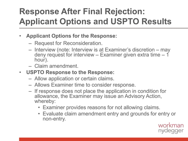 Overview on After Final Practice at the USPTO | PPTX | Resume Writing ...