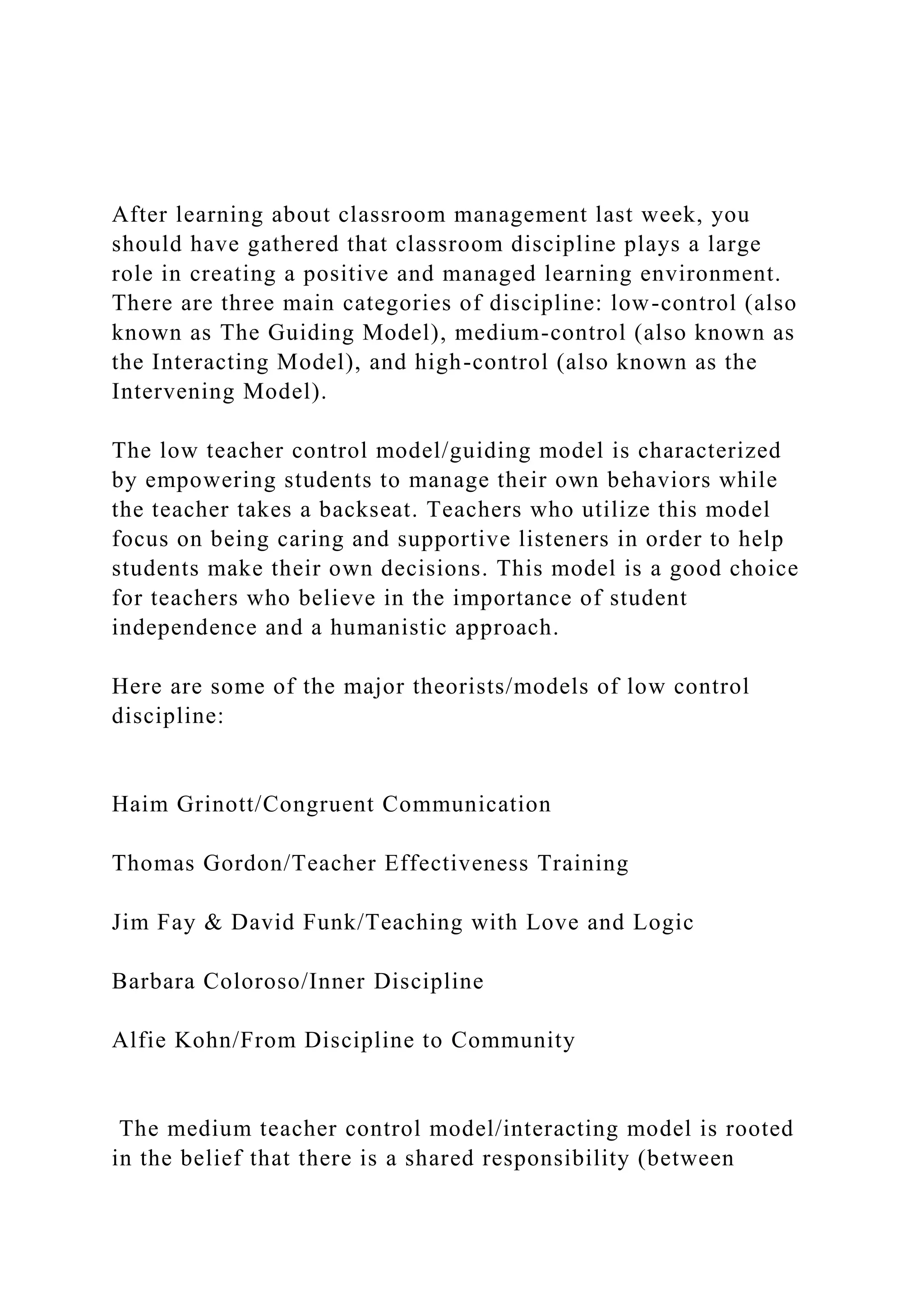 After learning about classroom management last week, you should .docx