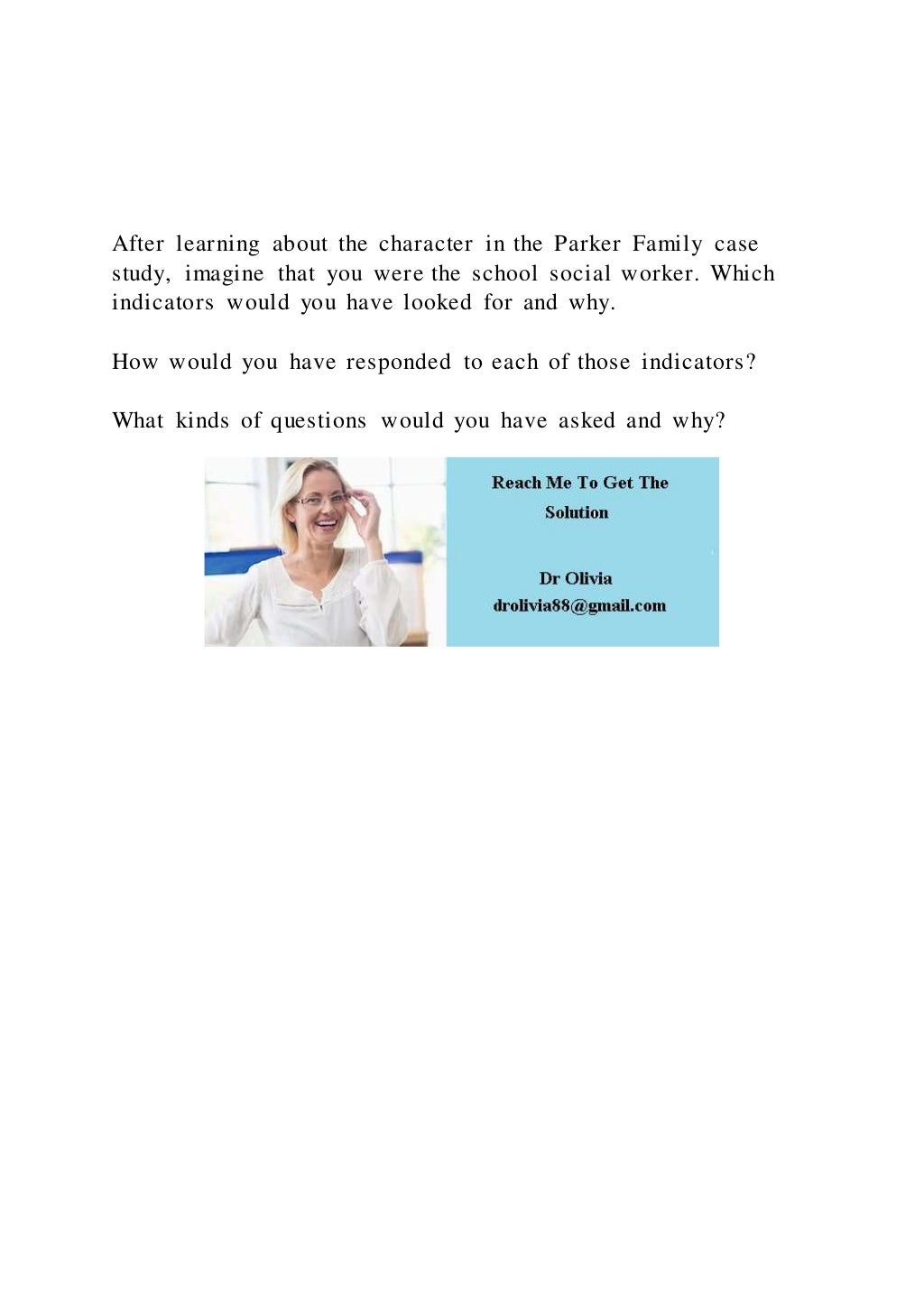 After learning about the character in the Parker Family case s | DOCX