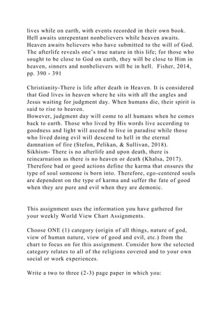 AfterlifeHinduism teaches that after death, the level of matura.docx